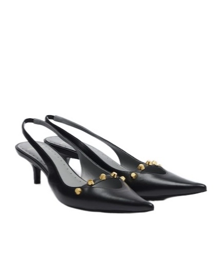 Balenciaga Studded Leather Slingback Pumps - Black