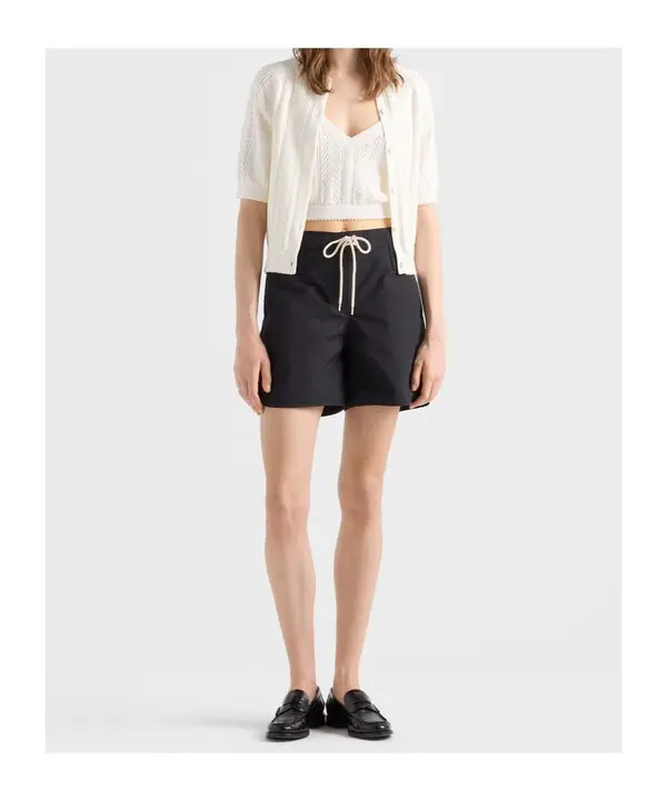 Prada Short-sleeved Openwork Cotton Cardigan