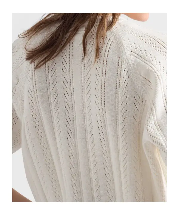Prada Short-sleeved Openwork Cotton Cardigan