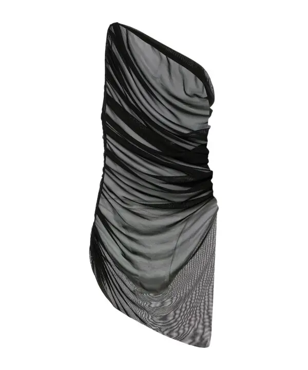 Norma Kamali Diana Miro Sheer Mesh Minidress - Black