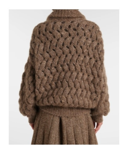 Brunello Cucinelli Open-knit Sequined Mohair And Wool-blend Cardigan