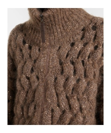 Brunello Cucinelli Open-knit Sequined Mohair And Wool-blend Cardigan