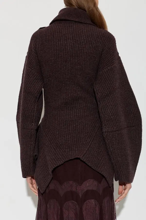 Zimmermann Ribbed Wool Sweater With Leather Accents