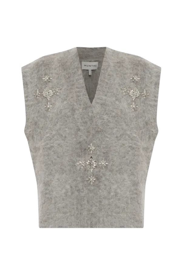 Munthe Vurulia’ Vest With Sewn-in Embellishments - Grey