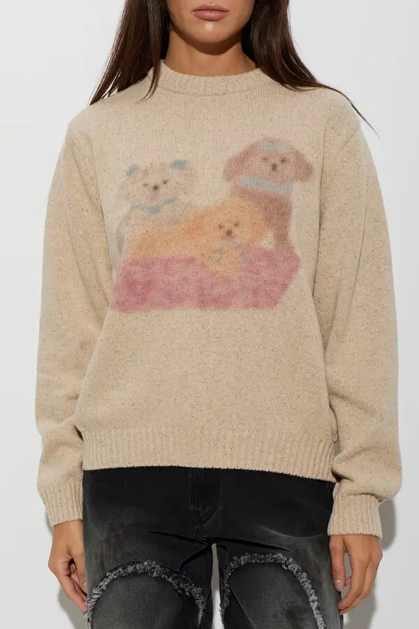 CARNE BOLLENTE Crew Neck Sweater With Dog Print