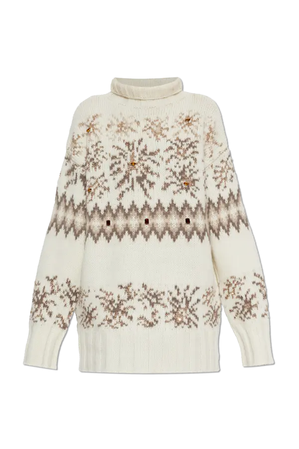 Fabiana Filippi Wool Turtleneck With Appliqués - Cream