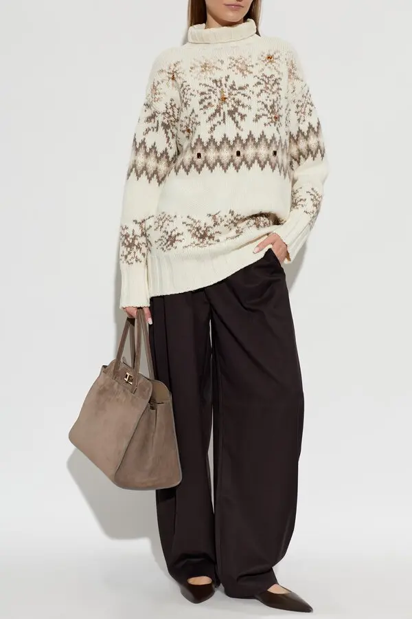 Fabiana Filippi Wool Turtleneck With Appliqués