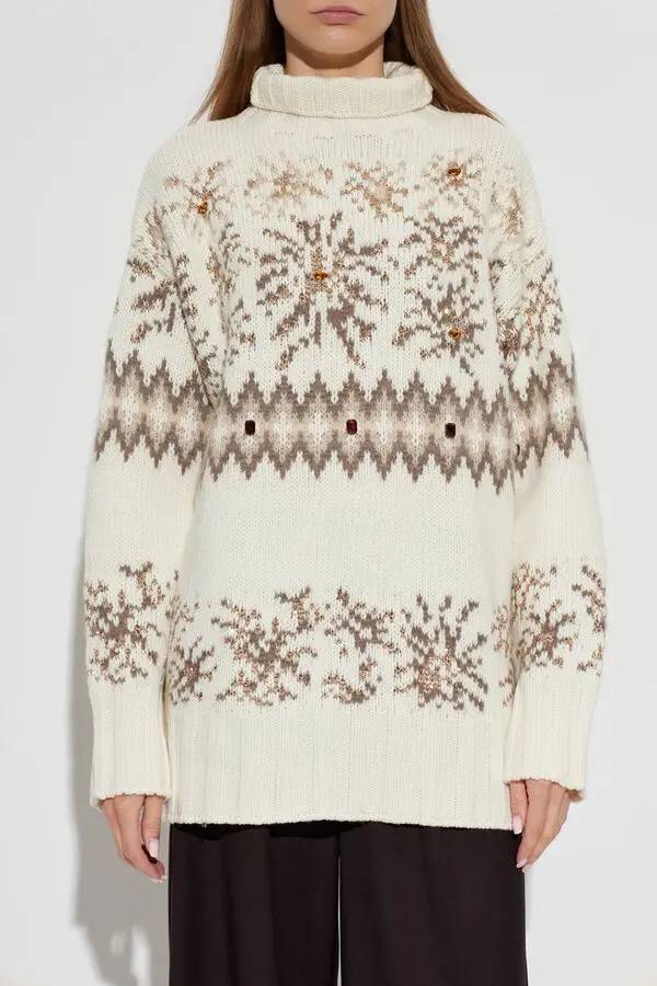 Fabiana Filippi Wool Turtleneck With Appliqués