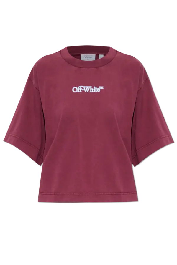 Off-White T-shirt With Logo - Purple