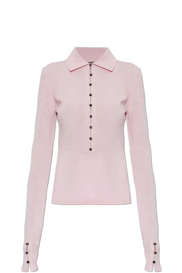 Jacquemus Wool Polo 'merino' With Long Sleeves - Pink