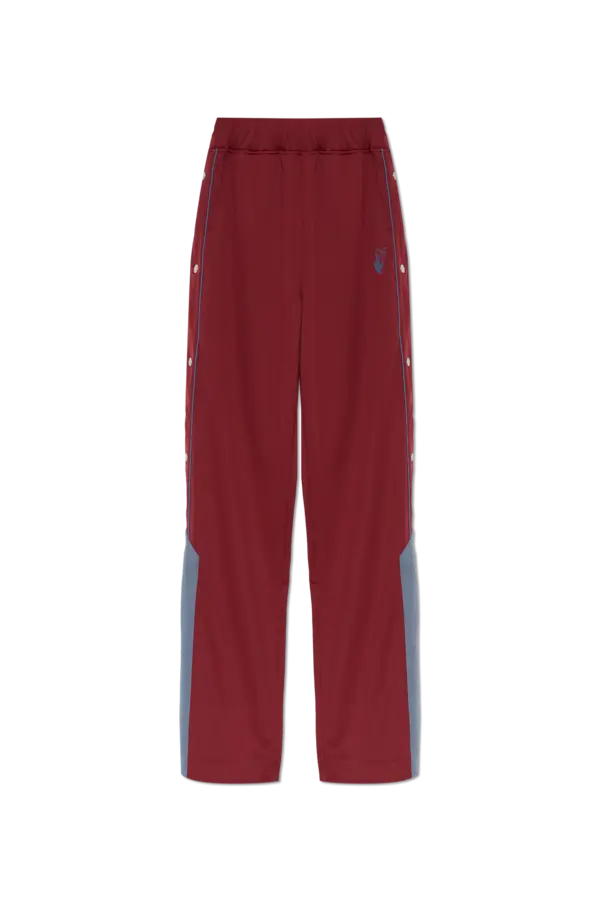 Off-White Paneled Sweatpants With Side Snaps - Red