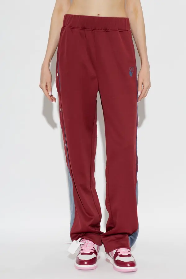 Off-White Paneled Sweatpants With Side Snaps