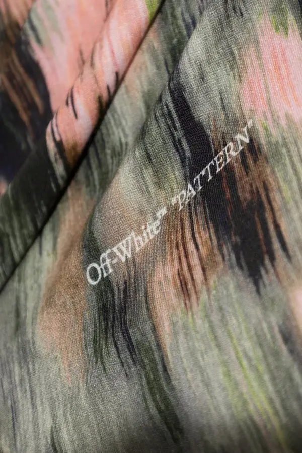 Off-White Long Sleeve Printed Midi Dress