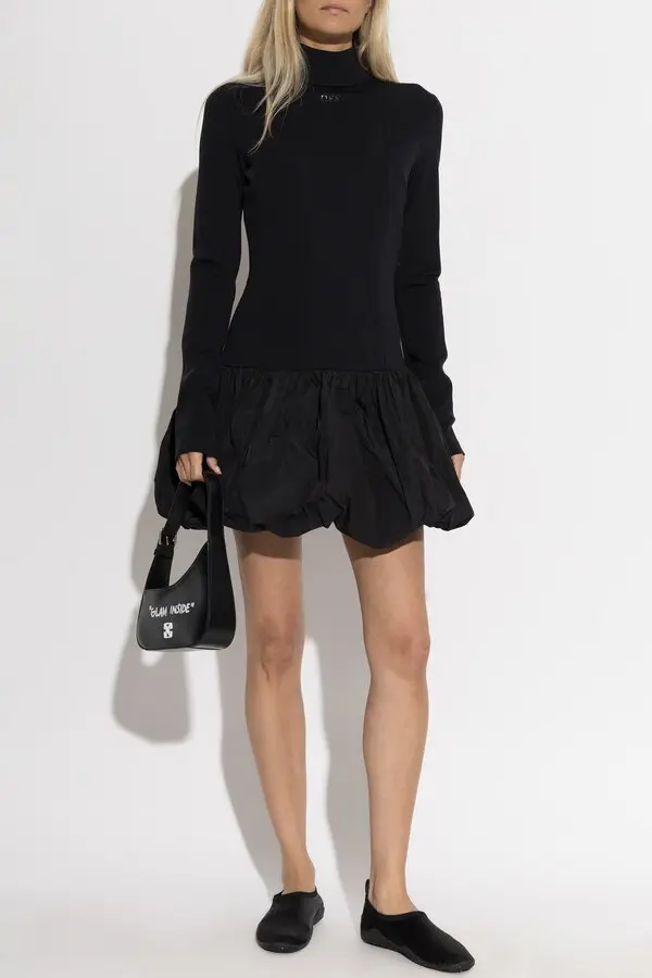 Off-White Dress With Flared Skirt