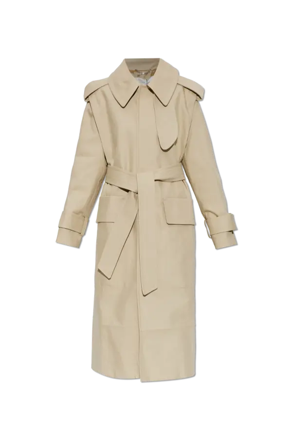 Victoria Beckham Cotton Trench Coat With Belt - Beige