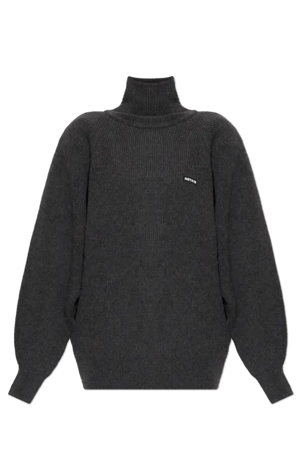 ROTATE BY BIRGER CHRISTENSEN Wool Turtleneck With Logo Patch - Grey