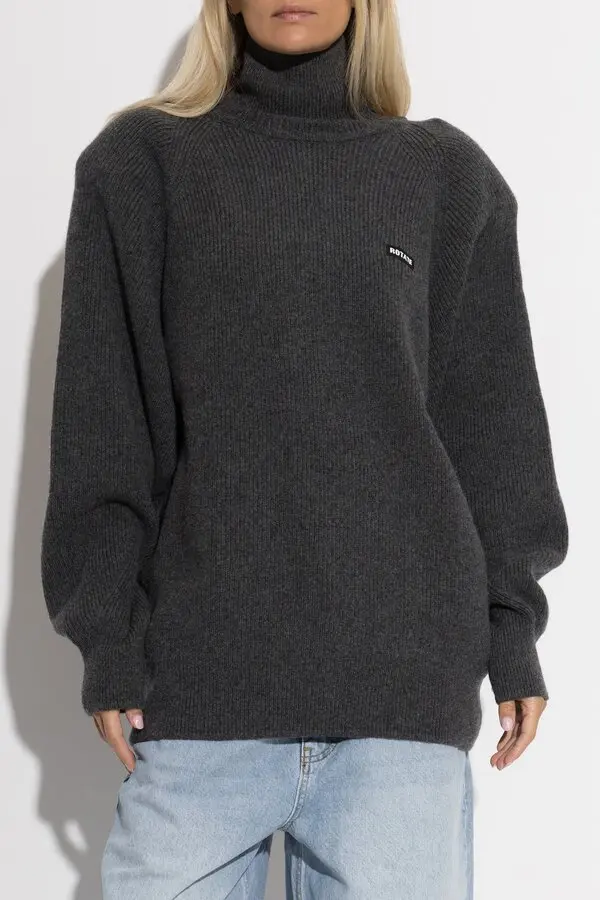 ROTATE BY BIRGER CHRISTENSEN Wool Turtleneck With Logo Patch