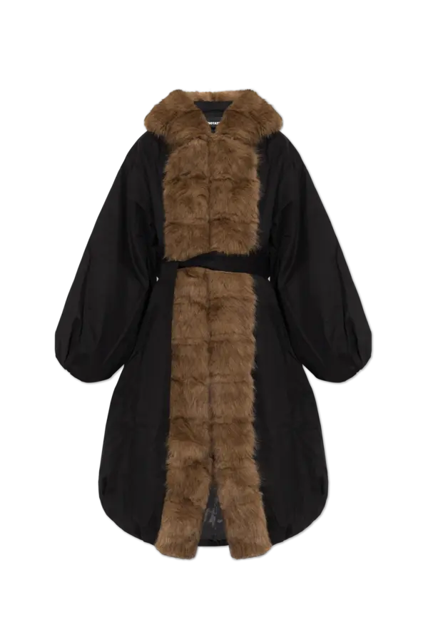 ROTATE BY BIRGER CHRISTENSEN Faux Fur Trimmed Oversized Coat
