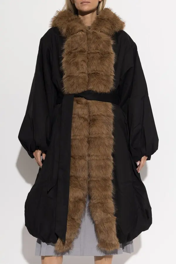 ROTATE BY BIRGER CHRISTENSEN Faux Fur Trimmed Oversized Coat