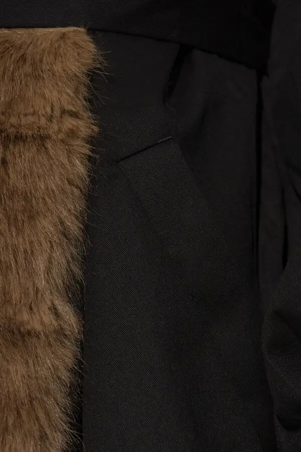 ROTATE BY BIRGER CHRISTENSEN Faux Fur Trimmed Oversized Coat