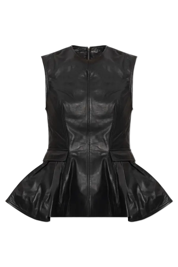 ROTATE BY BIRGER CHRISTENSEN Leather Sleeveless Top - Black