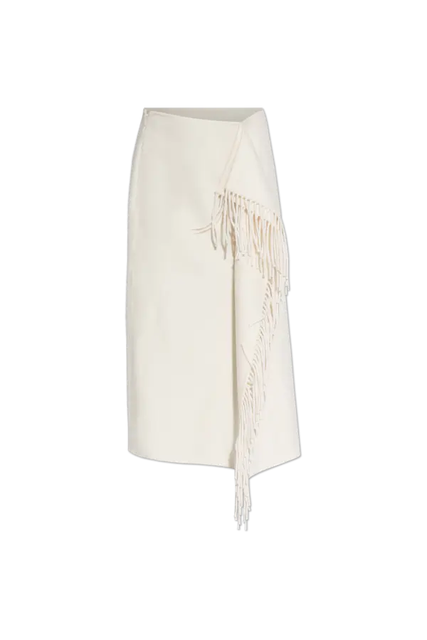 RÓHE Wool Skirt With Fringes - Cream