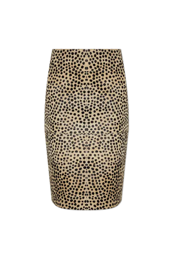 RÓHE Leather Skirt With Animal Print - Brown