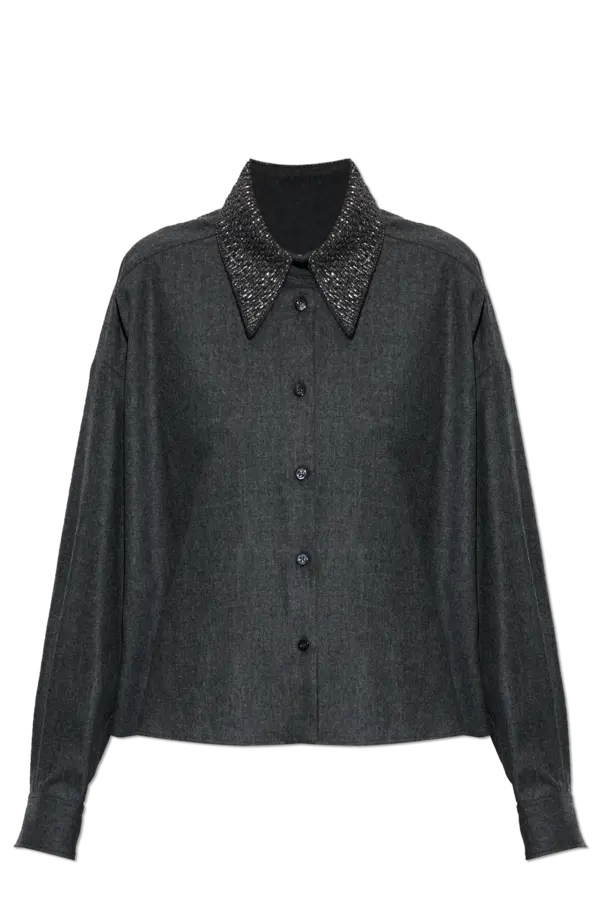 Fabiana Filippi Wool Shirt With Decorative Collar
