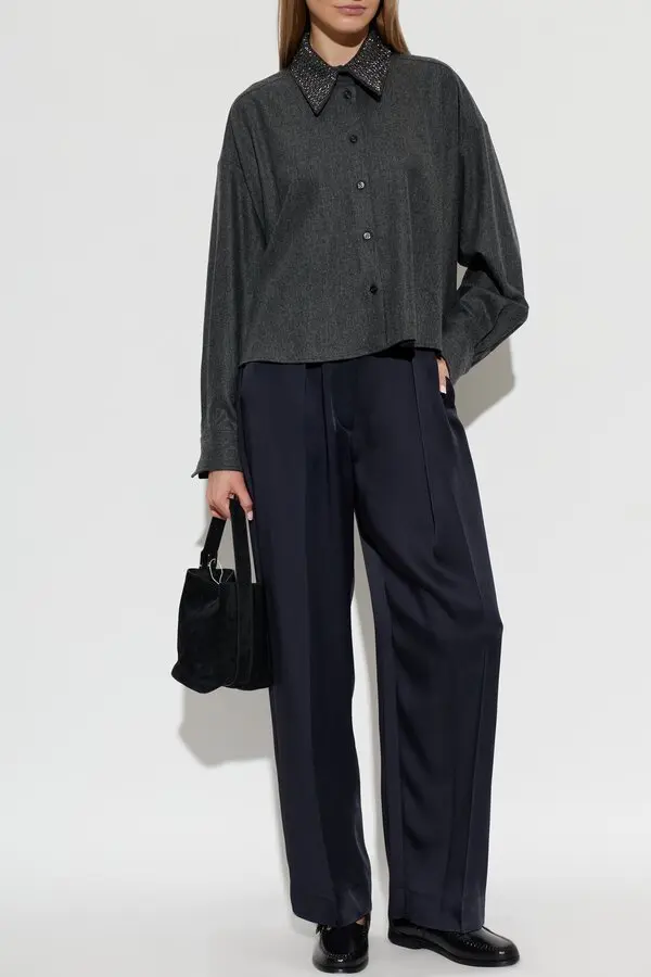 Fabiana Filippi Wool Shirt With Decorative Collar