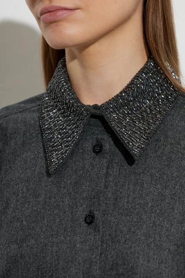 Fabiana Filippi Wool Shirt With Decorative Collar