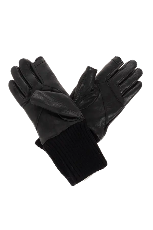Rick Owens Leather Gloves With Ribbed Cuffs