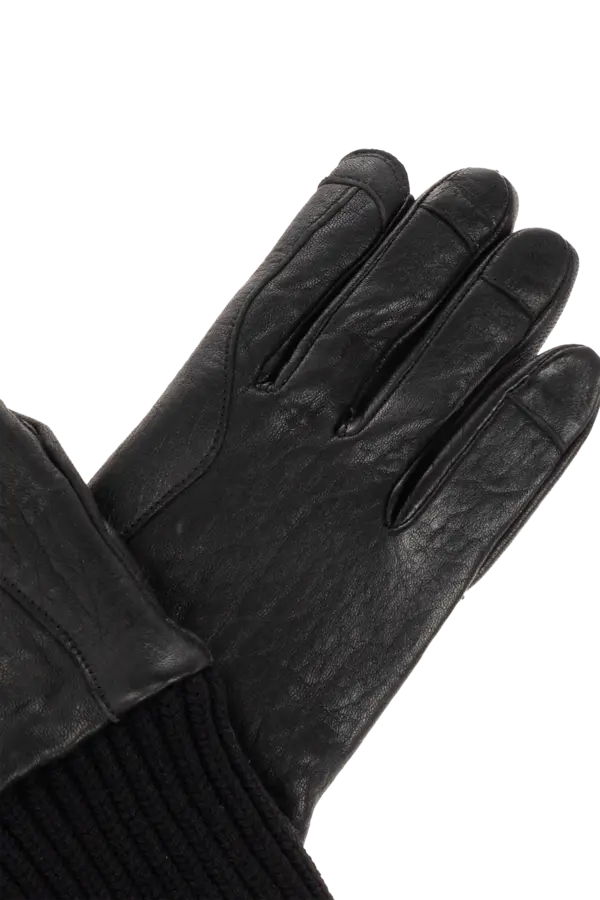 Rick Owens Leather Gloves With Ribbed Cuffs
