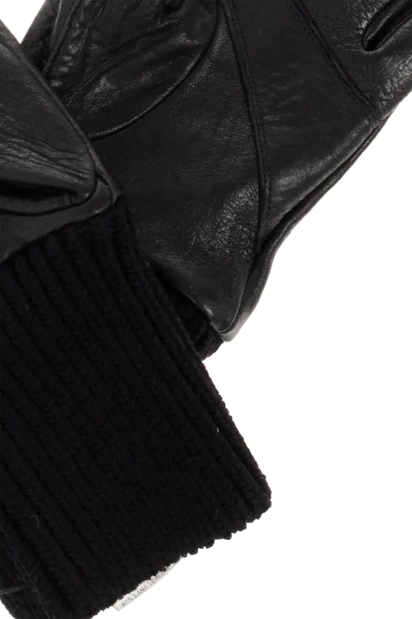 Rick Owens Leather Gloves With Ribbed Cuffs