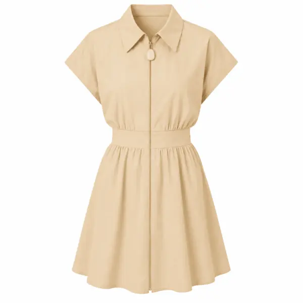 EXQUISE Neutrals Katarina Sleeveless Elastic Waist Mini Dress - Beige