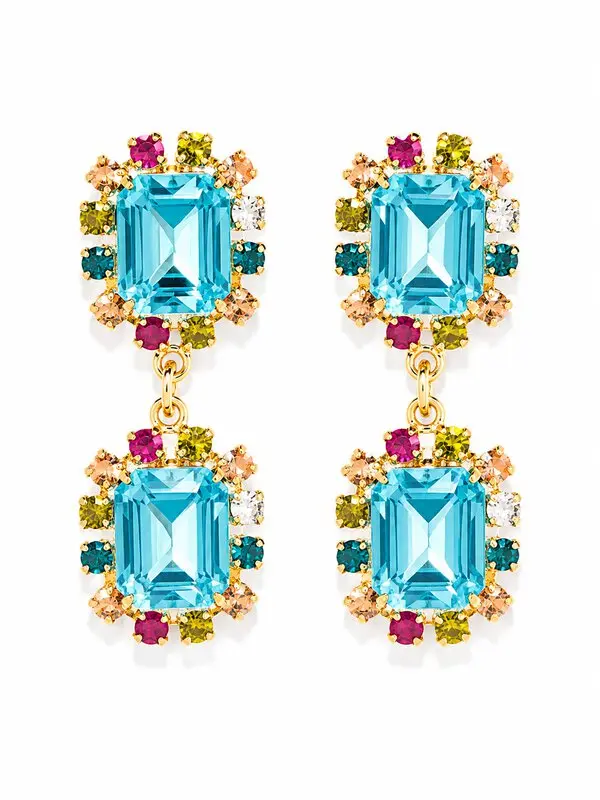 THE PINK REEF Twin Gem Earring In Varied Aqua - Blue