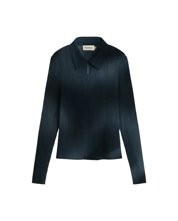 THINKING MU Whisper Agostina Pleated Top - Blue