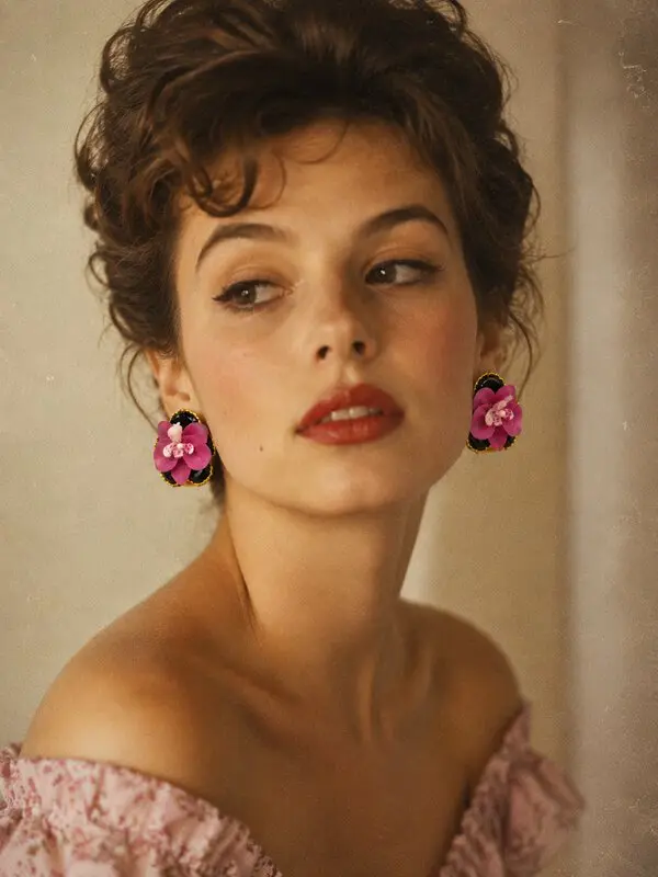 THE PINK REEF Kleo Orchid Stud In Magenta