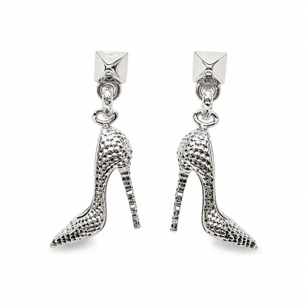 JAGGED HALO JEWELRY I'm Bad Stiletto Drop Earrings White Gold Filled - Silver