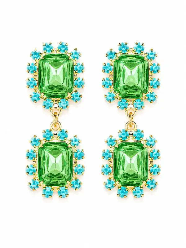THE PINK REEF Twin Gem Earring In Peridot