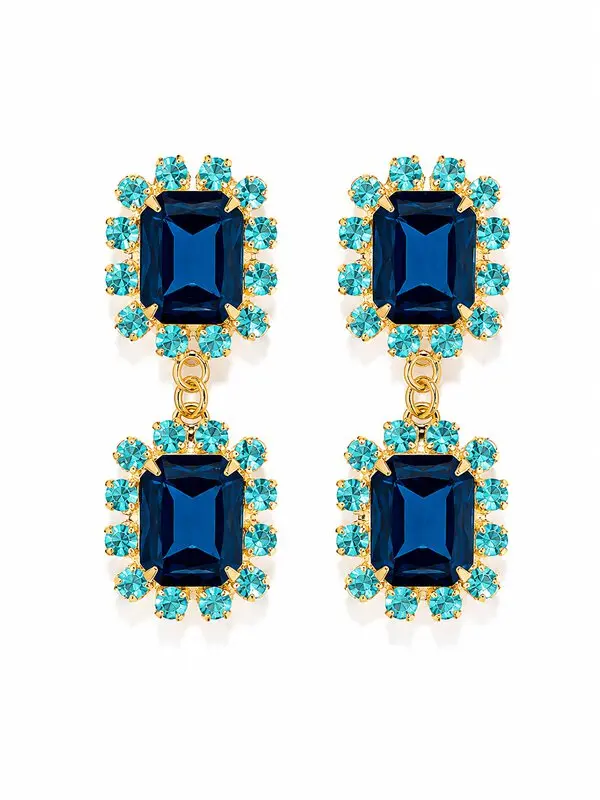 THE PINK REEF Twin Gem Earring In Navy