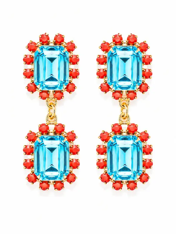 THE PINK REEF Twin Gem Earring In Aqua Coral