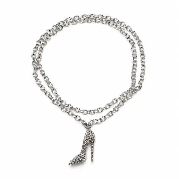 JAGGED HALO JEWELRY I’m Bad Stiletto Pendant Convertible Necklace White Gold Filled - Silver