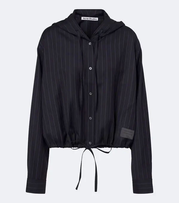 Acne Studios Pinstripe Hooded Wool Jacket - Blue