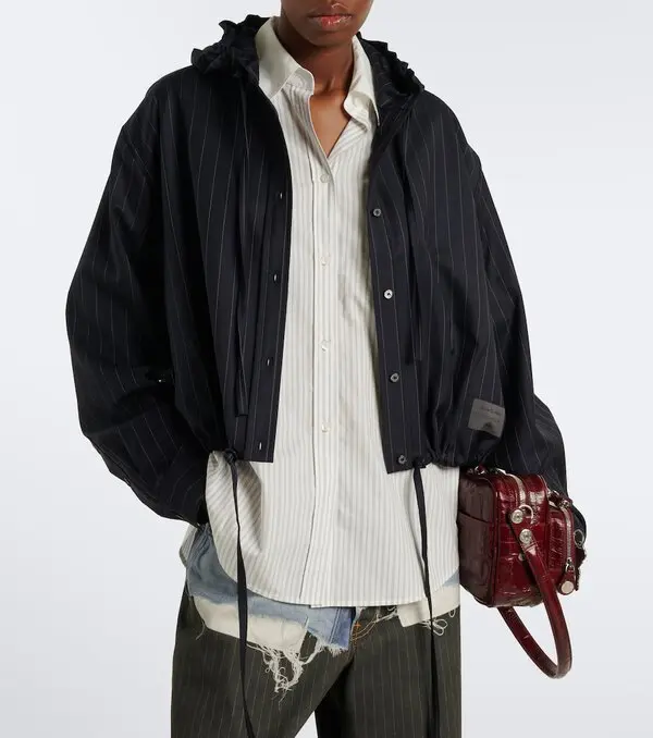 Acne Studios Pinstripe Hooded Wool Jacket