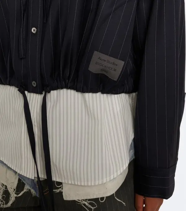 Acne Studios Pinstripe Hooded Wool Jacket