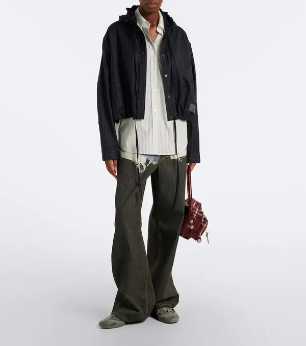 Acne Studios Pinstripe Hooded Wool Jacket