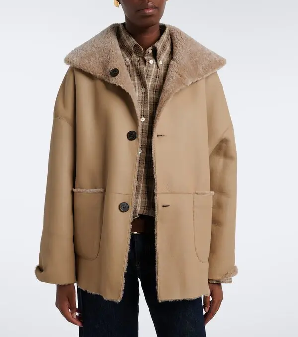 ARMA Isabella Reversible Shearling Jacket - Beige