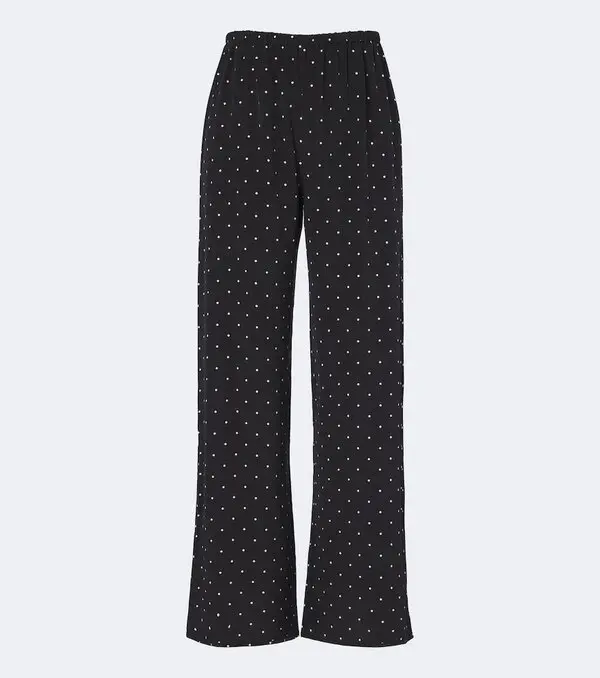 Asceno Austin Polka-dot Silk Wide-leg Pants - Black