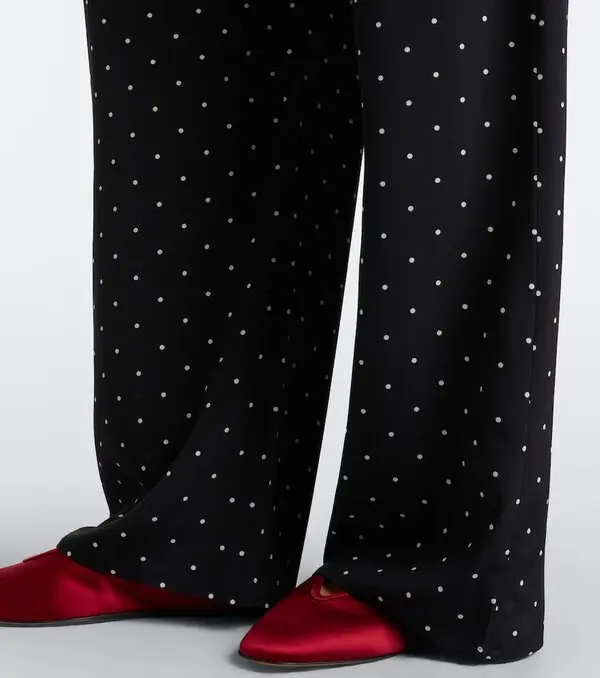 Asceno Austin Polka-dot Silk Wide-leg Pants