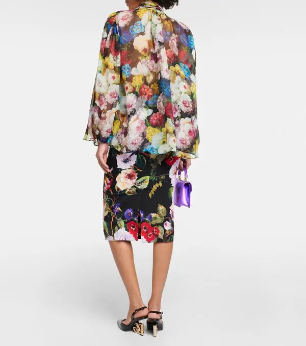 Dolce & Gabbana Floral Silk Chiffon Blouse